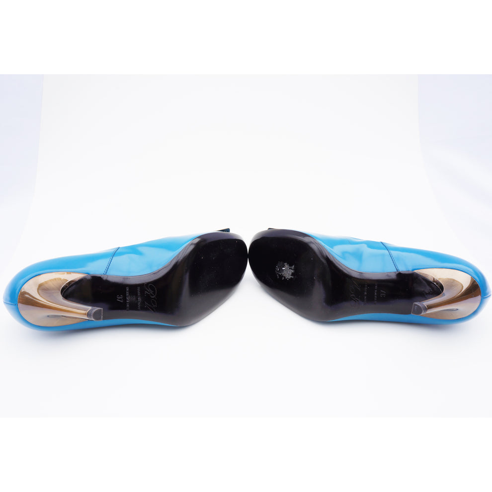ROGER VIVIER BLUE PATENT LEATHER BUCKLE PUMPS – leefluxury.com